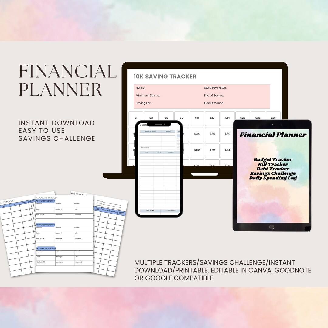 Editable Financial Digital Planner Printable PDF or Goodnotes & Google ...