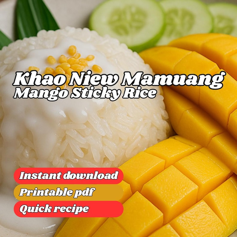 Khao Niew Mamuang Recipe: Thai Mango Sticky Rice (printable PDF Card ...