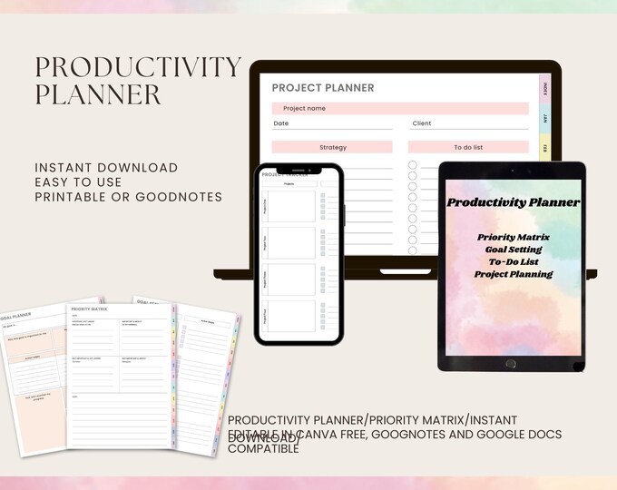 Adhd Planner Printable Productivity Tools Time Management Goal Setting ...