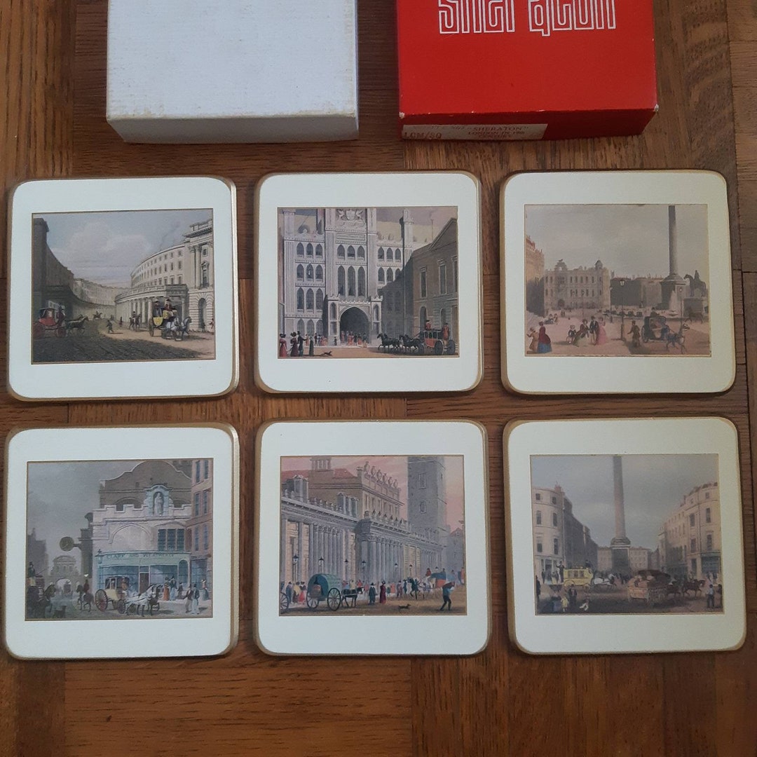 Box of 6 Vintage SHERATON "london in 19th Century" Coasters - Etsy