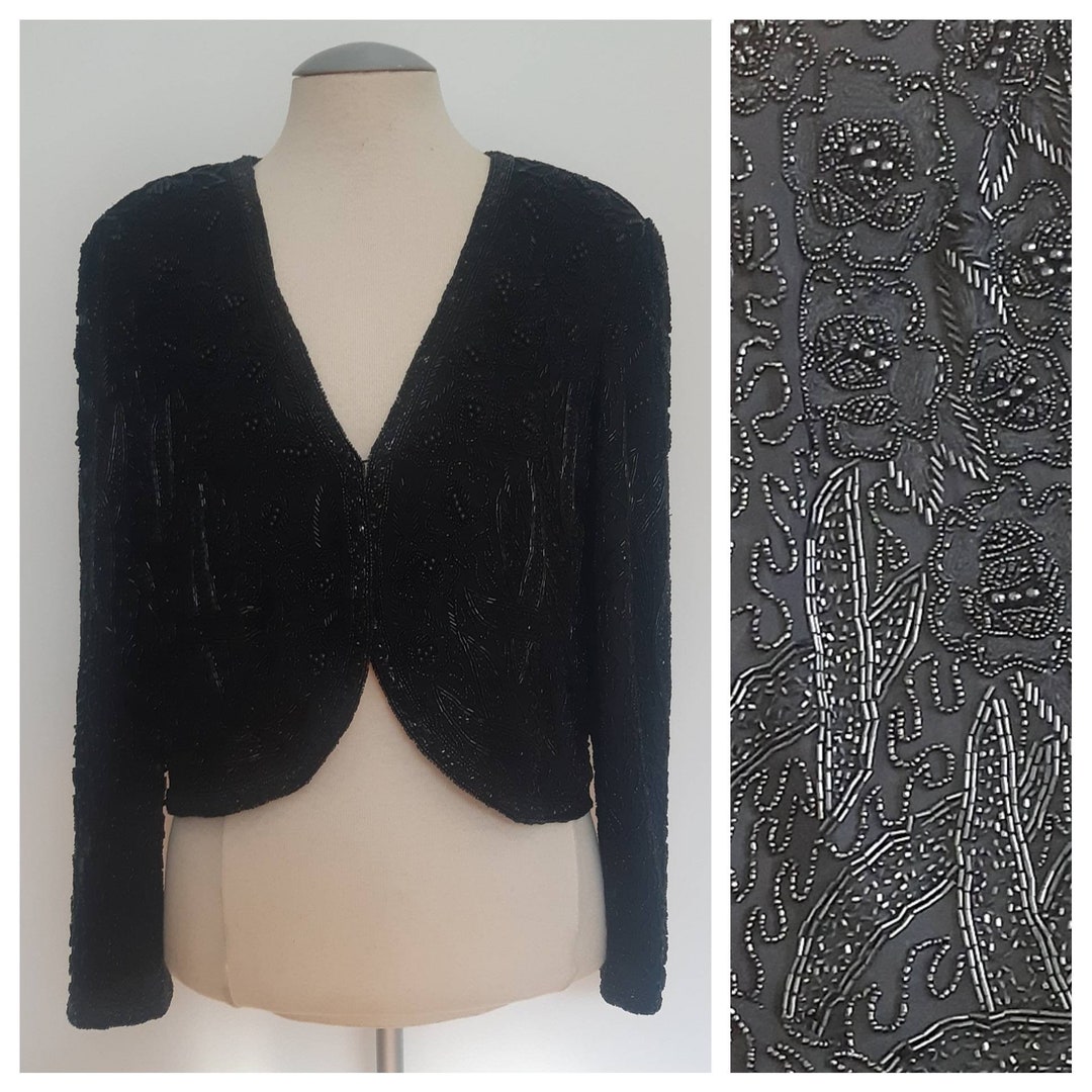 Vintage Black Beaded Silk Jacket Evening Wear Formal Party Event - Etsy