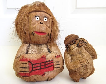 Carved Coconut Monkey - Etsy