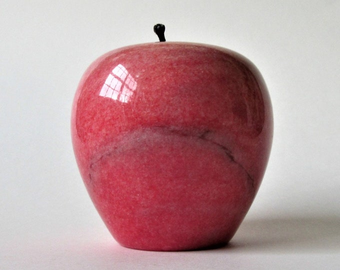 Red Marble Apple Figurine, Vintage Stone Paperweight, Vermont Marble ...