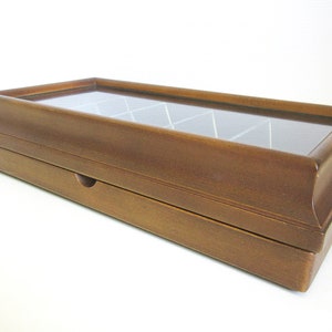 Wood Display Case, Wall Hanging W Glass & Mirror, 13 X 6.75 Vintage ...