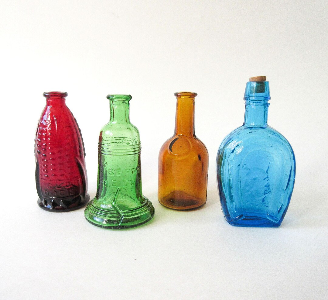 4 Miniature Bottles, Wheaton & Taiwan Vintage Mid Century - Etsy