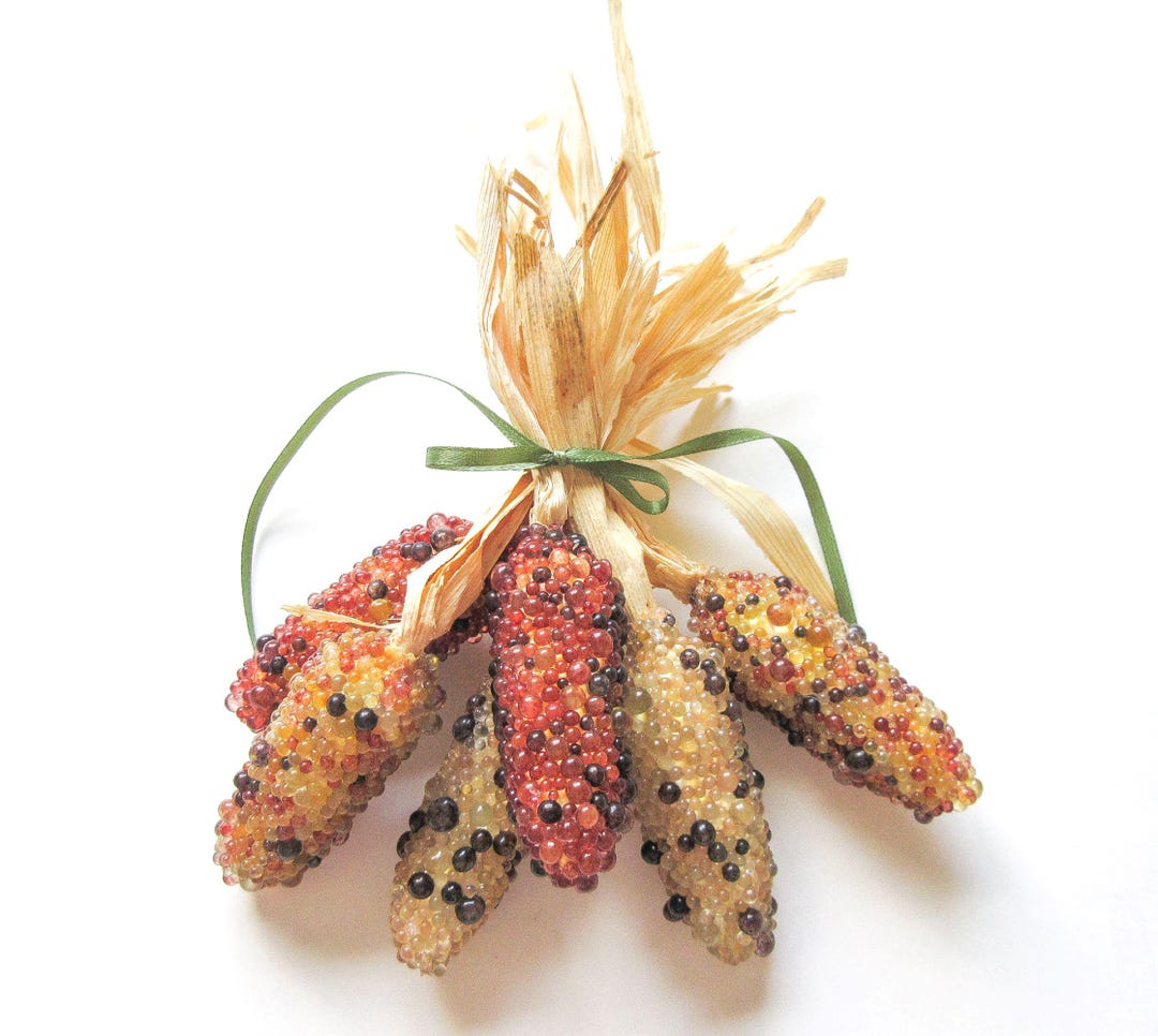 6 Mini Beaded Corn on the Cob, Vintage Autumn Decor - Etsy