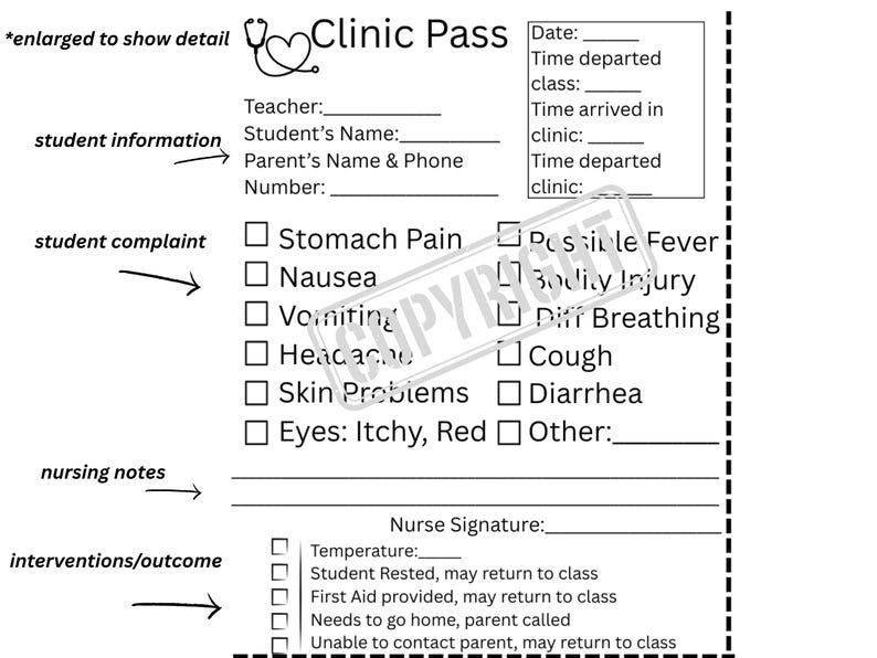 School Nurse Clinic Passes - Etsy