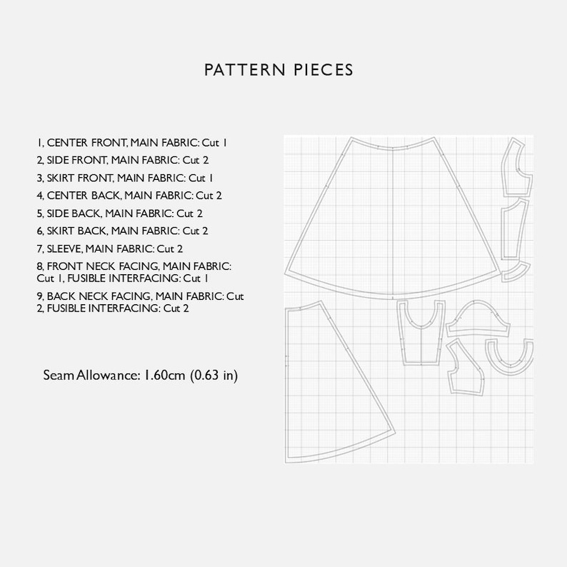 Dress Sewing Pattern – Empire Waist, High Waist, Scoop Neck, Short ...