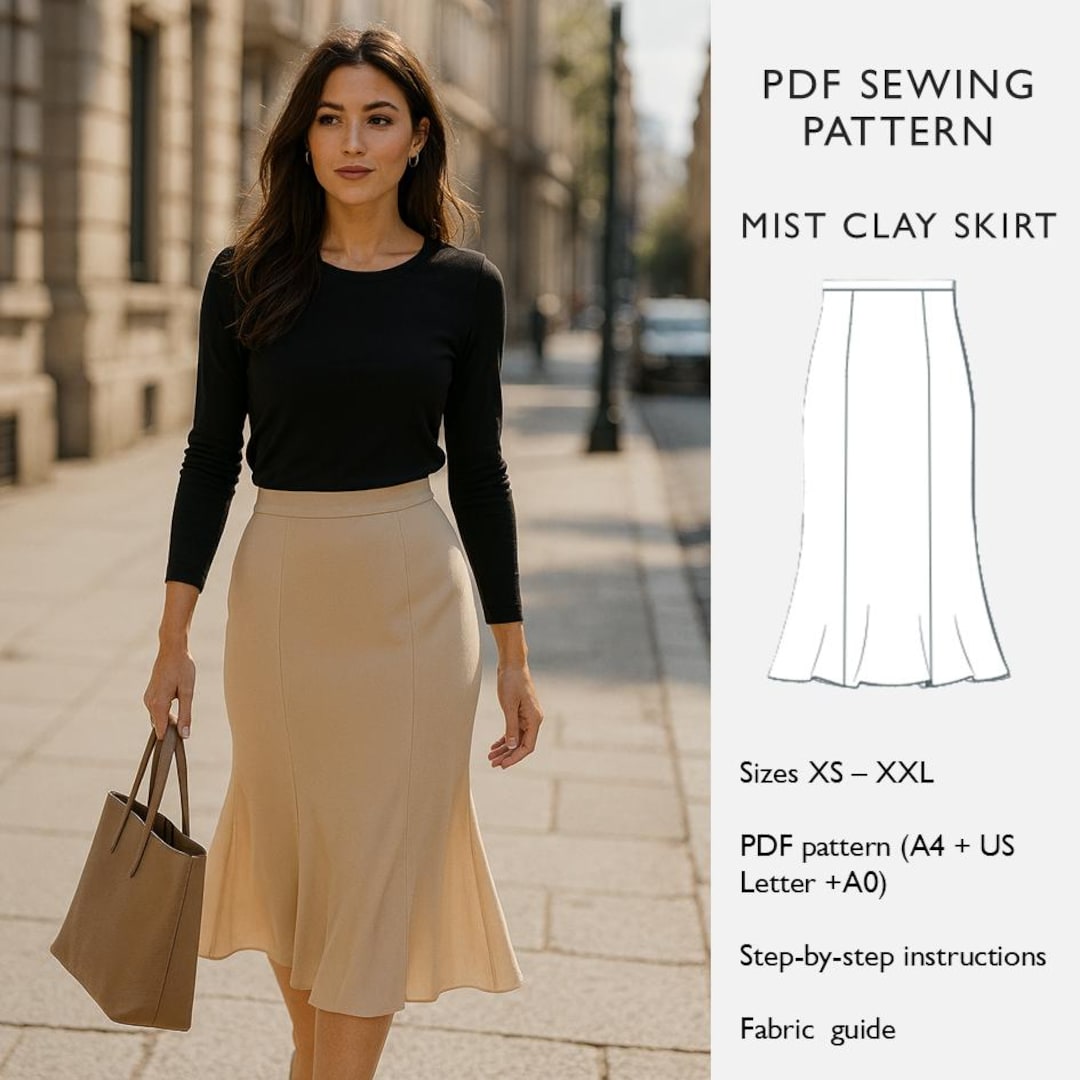 Trumpet Flared Skirt Sewing Pattern - Midi Skirt - Women’s Sewing ...