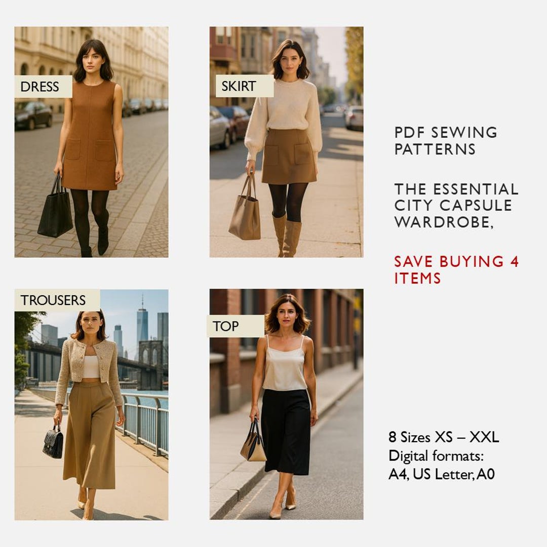The Essential City Capsule Wardrobe Sewing Pattern Bundle | 4 Garments ...