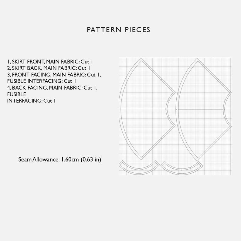 Skirt Sewing Pattern — PDF Download — Half-circle Skirt for Women ...