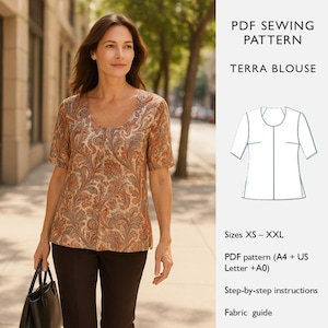 Blouse Sewing Pattern – PDF Digital Download - Loose-fit Top - Deep ...