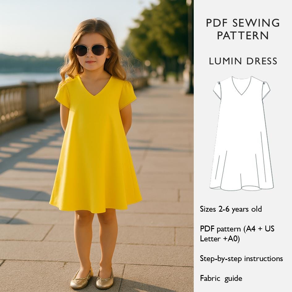 Girls Tent Dress Sewing Pattern - Size 2-6Y - PDF Digital Download - V ...