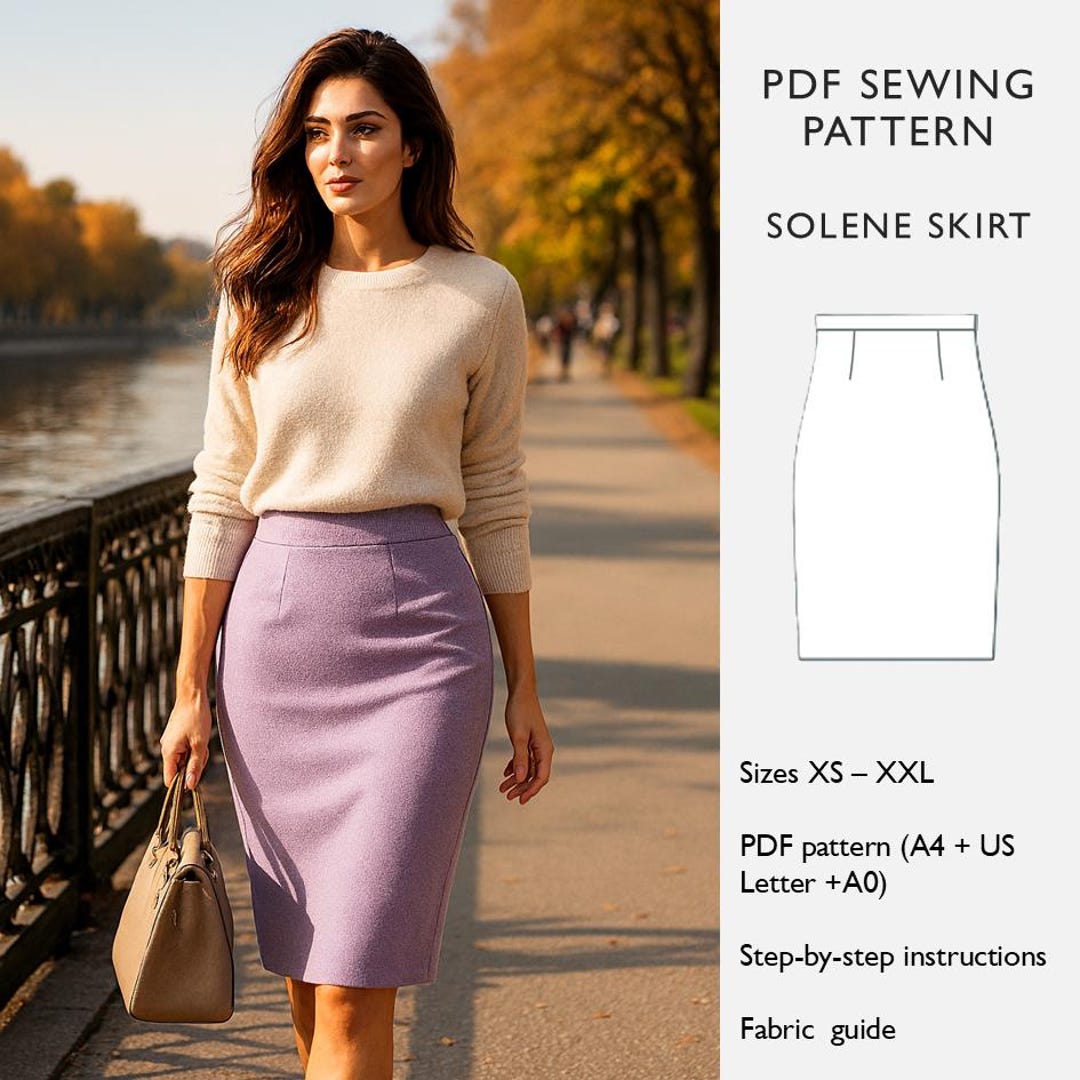 Pencil Skirt Sewing Pattern – PDF Digital Download - Knee Length ...