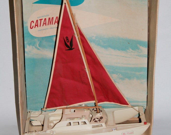 Vintage Eldon Catamaran Model Toy Sailboat miss Waikiki 1963 Great Gift ...
