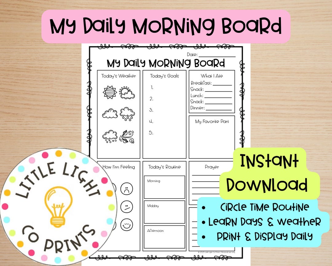 Daily Morning Board for Kids | Printable Routine & Weather Chart ...