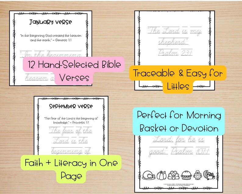 Cursive Bible Verse Tracing Set: Christian Handwriting Practice (PDF ...