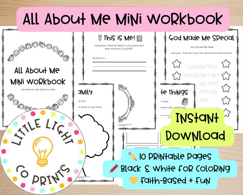 Christian Preschool All About Me Workbook: Printable Back to School ...