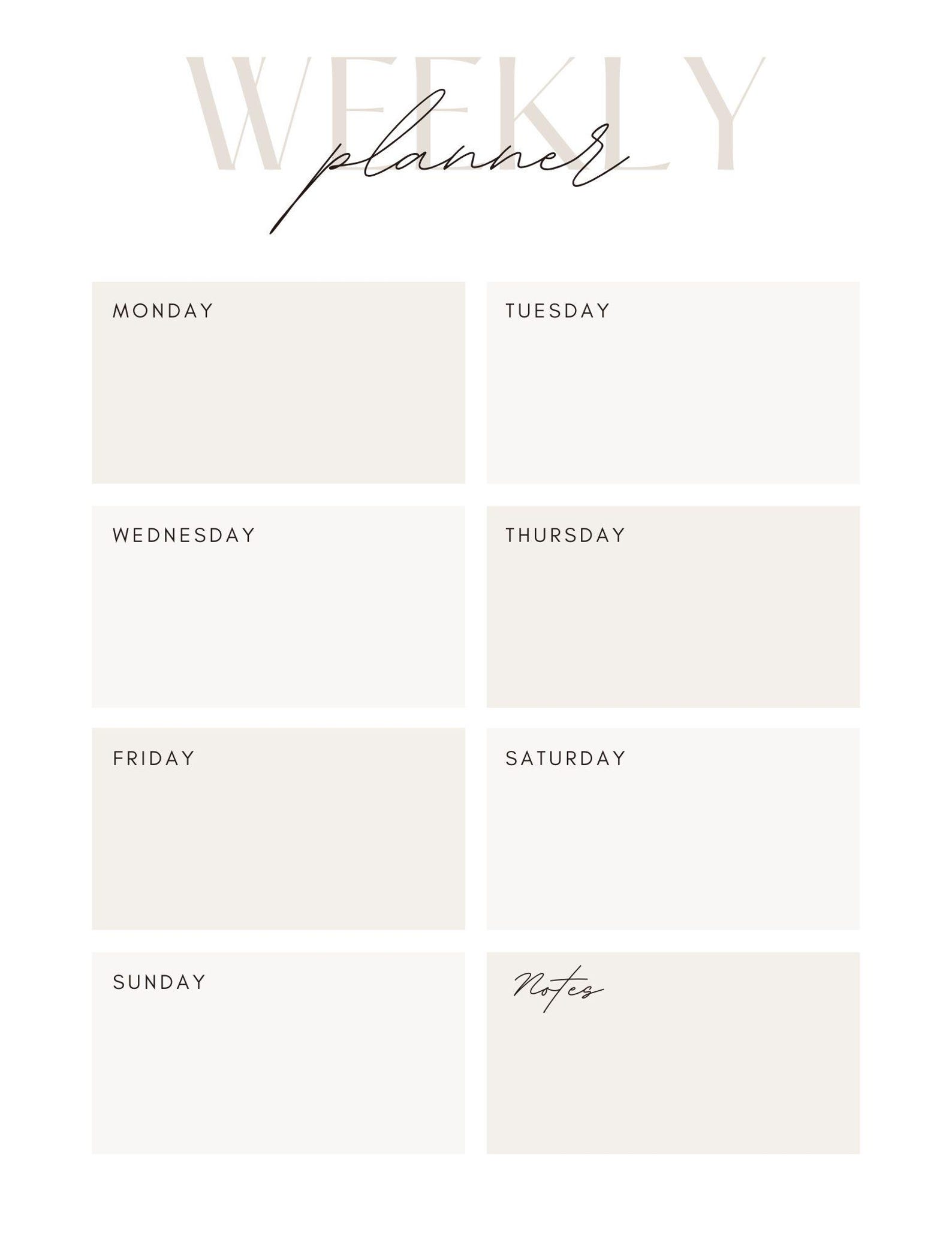 Minimalist Printable Schedule, Weekly Planner, Weekly Organizer ...