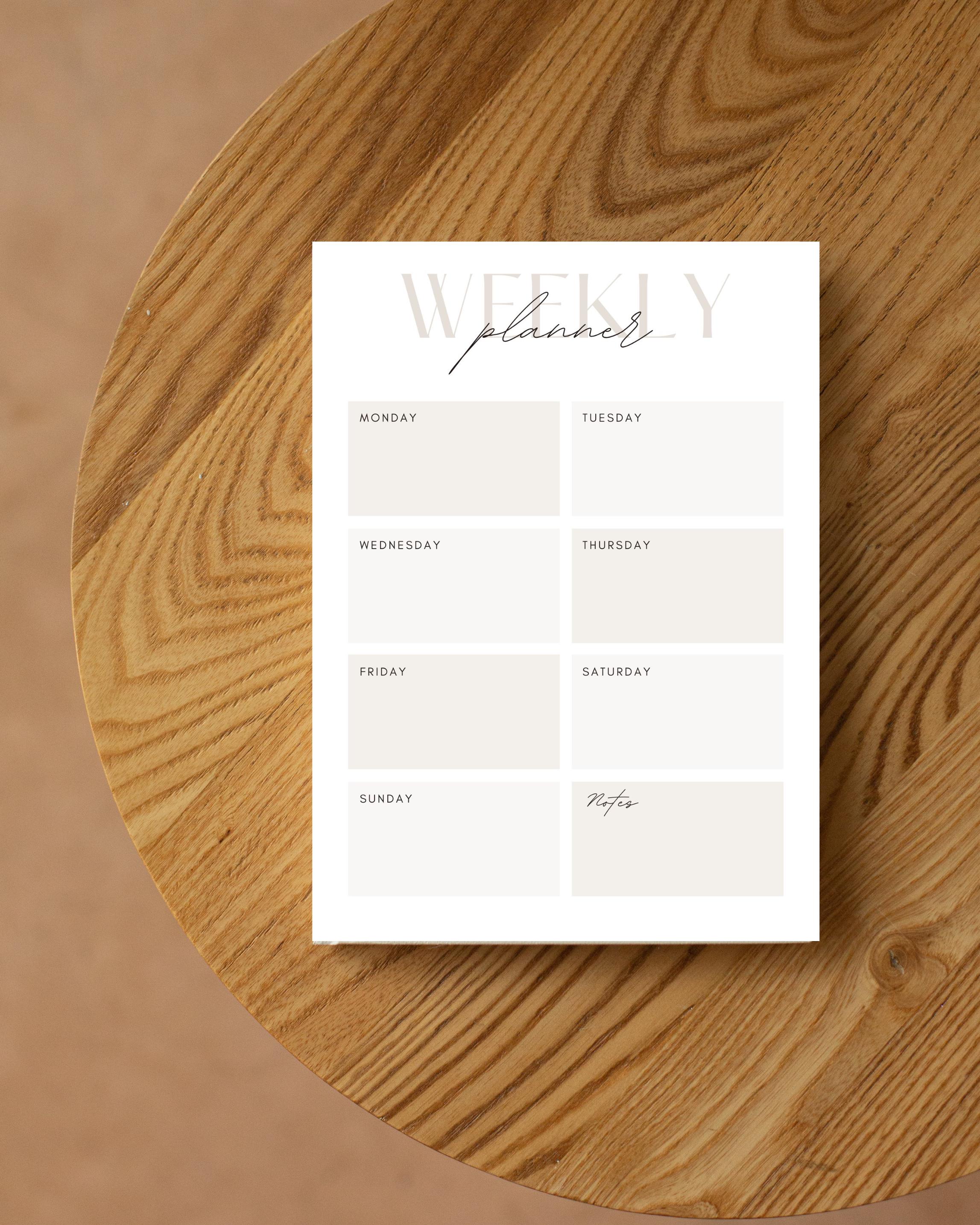 Minimalist Printable Schedule, Weekly Planner, Weekly Organizer ...