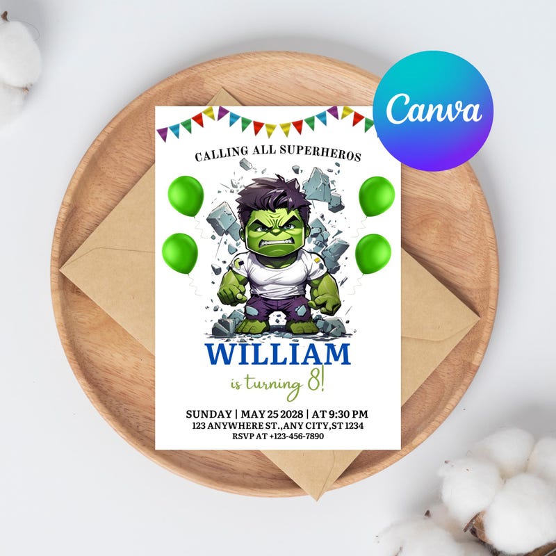 Hulk Invitations - Etsy