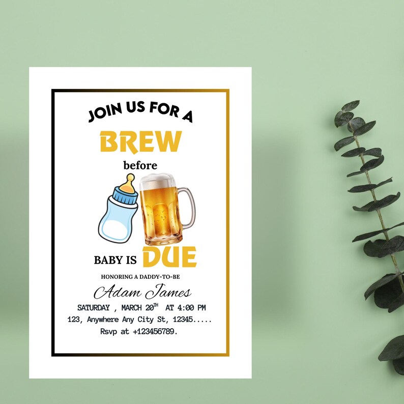 Editable Diaper Party Invitation Bundle: Brew Before Baby Shower ...