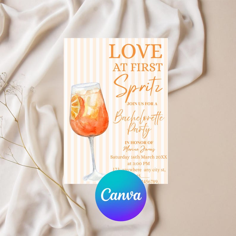 Aperol Spritz Bridal Shower Invitation Template – Love at First Spritz ...