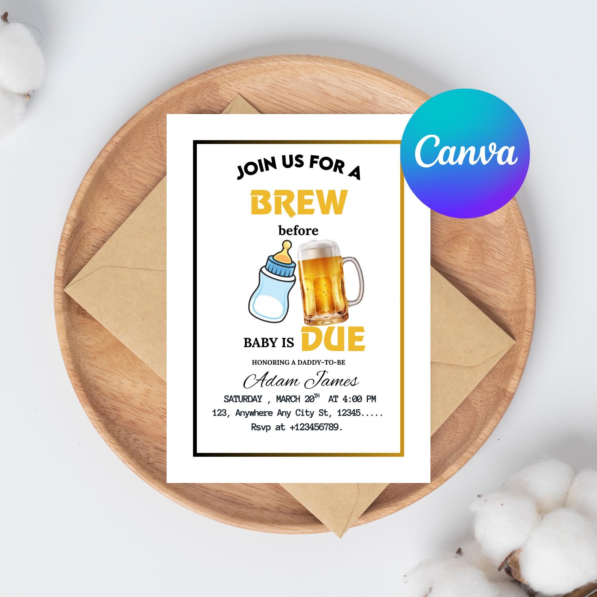 Editable Diaper Party Invitation Bundle: Brew Before Baby Shower ...