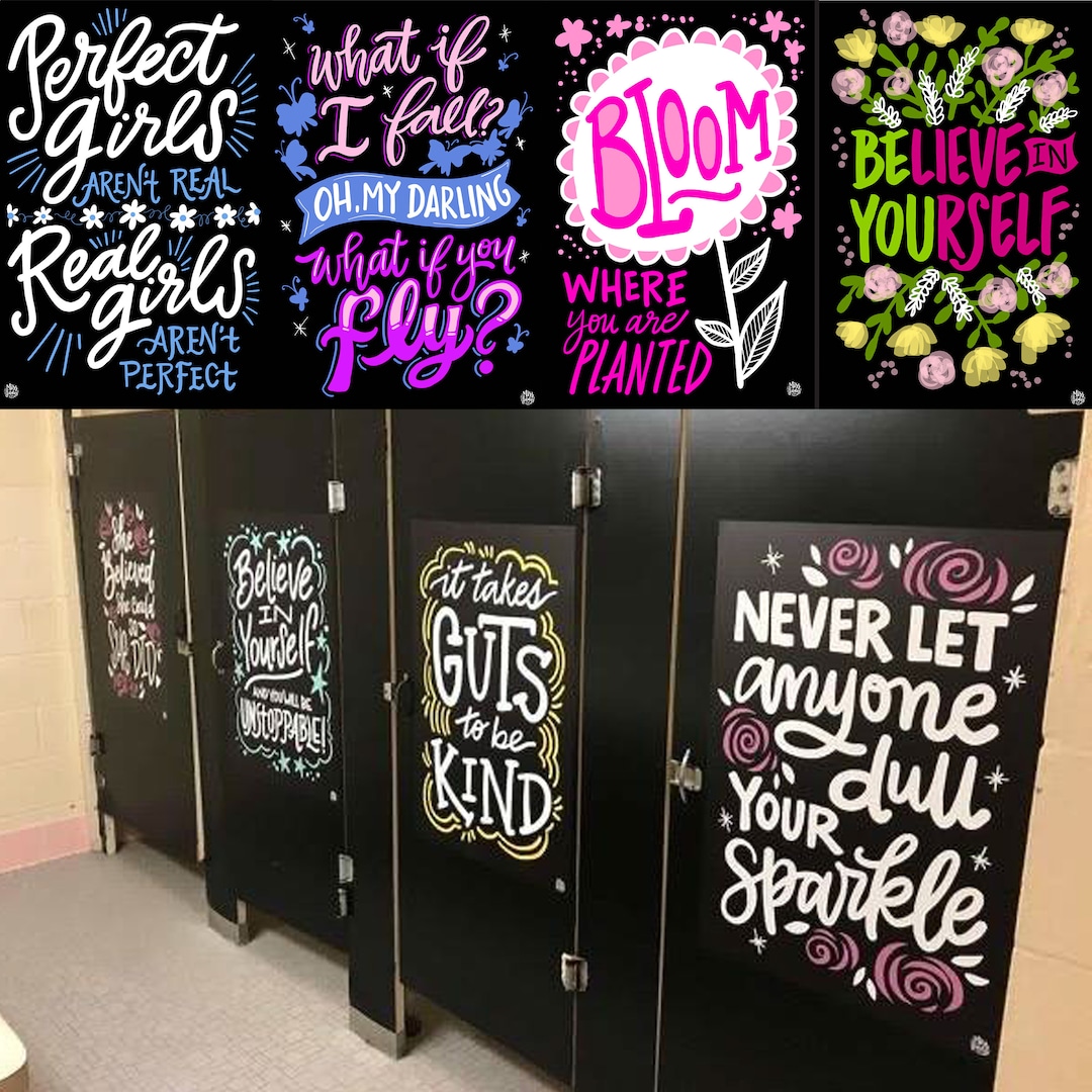 4 "real Girls" Bathroom Stall Vinyl Decals | Installing Inspiration ...