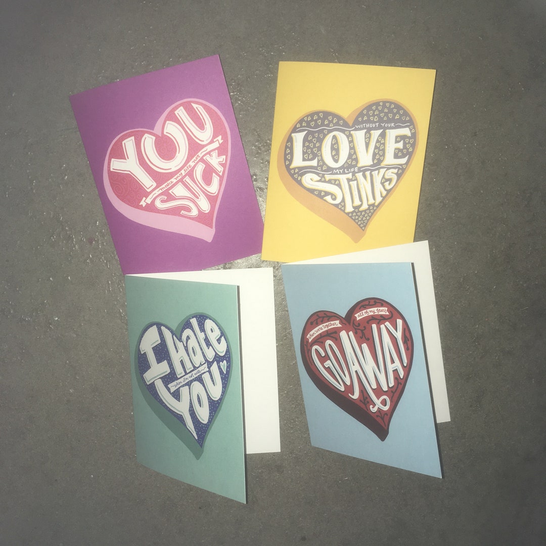 Funny Love Greeting Cards Hand Drawn and Hand Lettered - Etsy