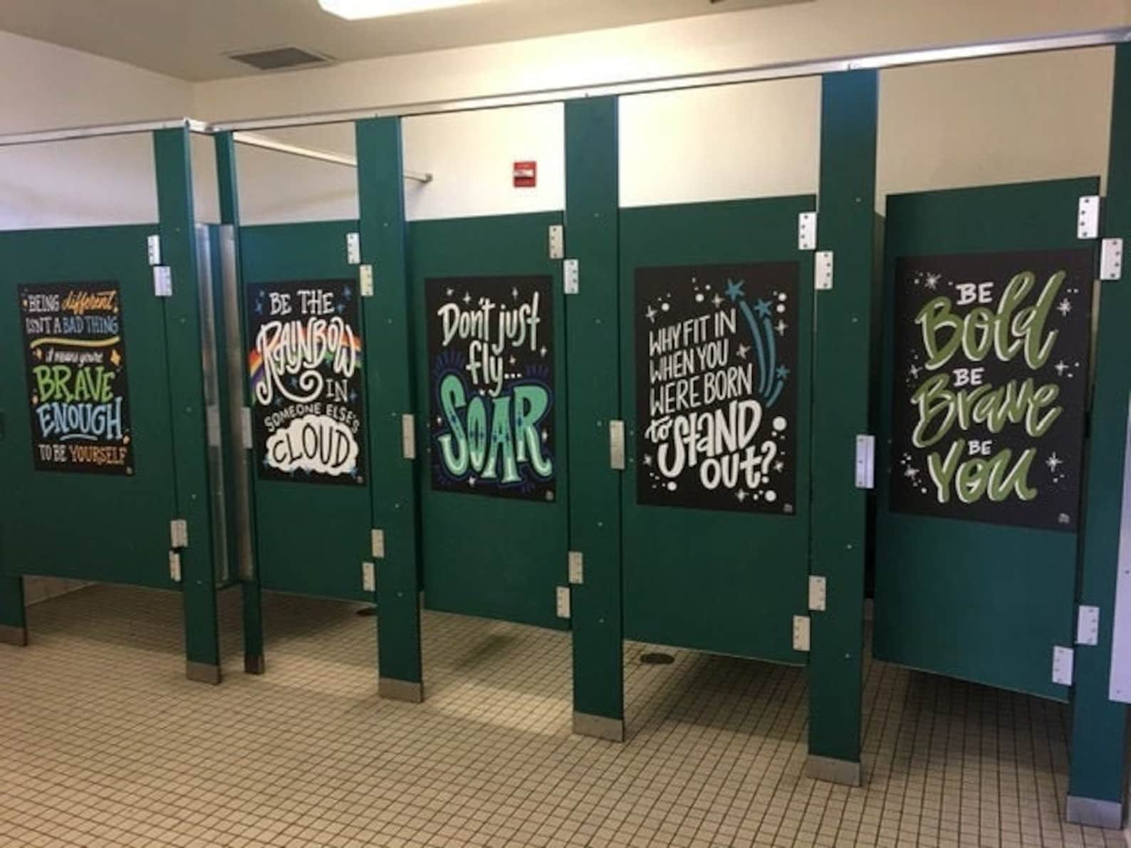 Installing Inspiration Vinyl School Bathroom Decal 180 - Etsy