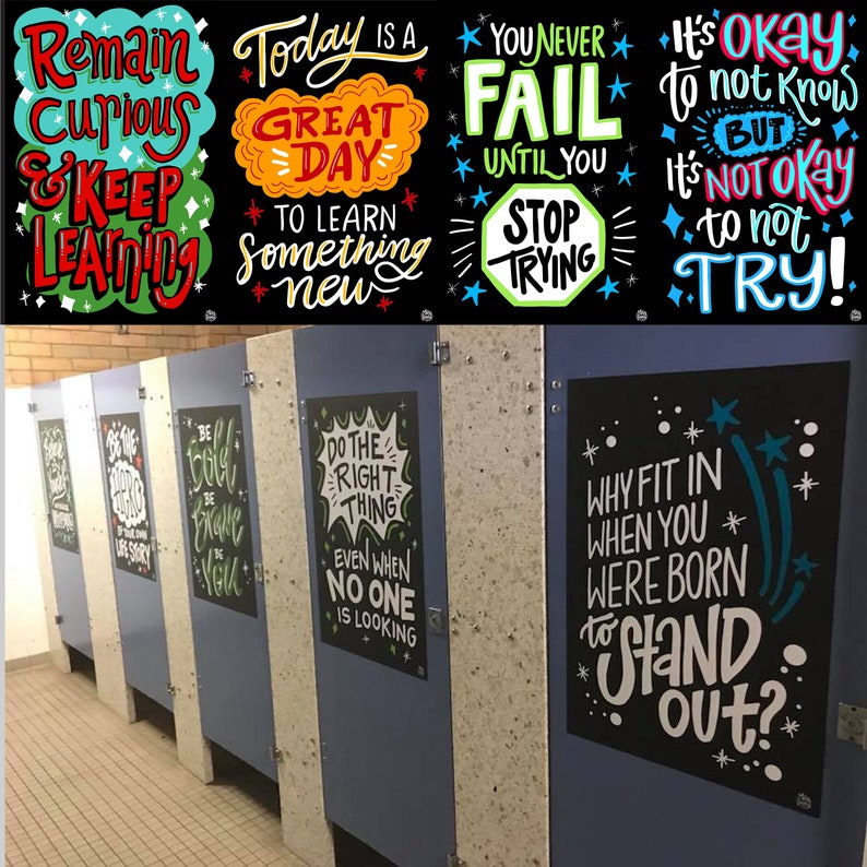 4 keep Learning Bathroom Stall Vinyl Decals - Etsy
