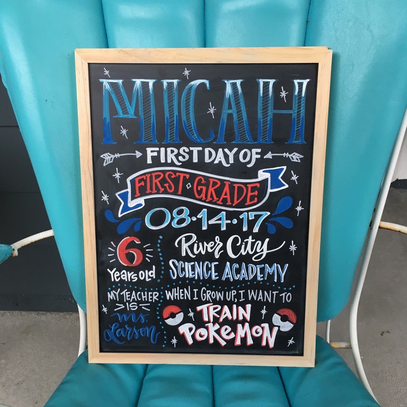 12" X 15" First Day of School Custom Chalkboards - Designed for Each ...