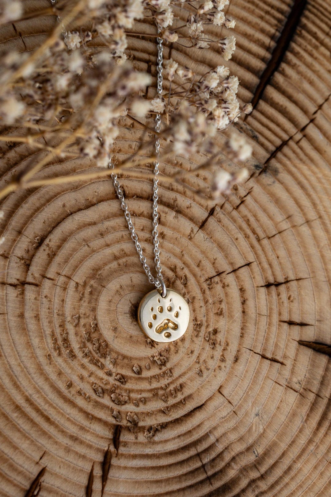 Bronze Weasel Paw Print Disc Necklace - Woodland Jewelry - Etsy