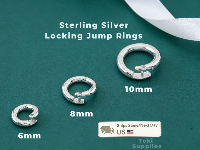 925 Sterling Silver Locking Jump Rings – Secure Lock Connector Jewelry ...
