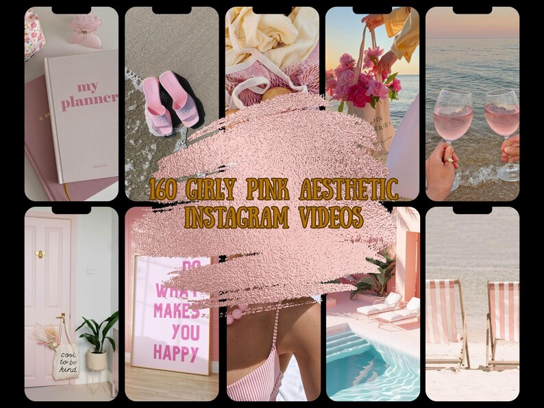 160 Girly Aesthetic Instagram Videos & Reels Template Pack for ...