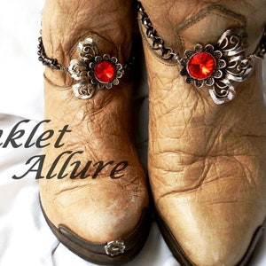 FLORAL Boot Chains FLOWER Boot Jewelry RED Rhinestone Boot Bling - Etsy