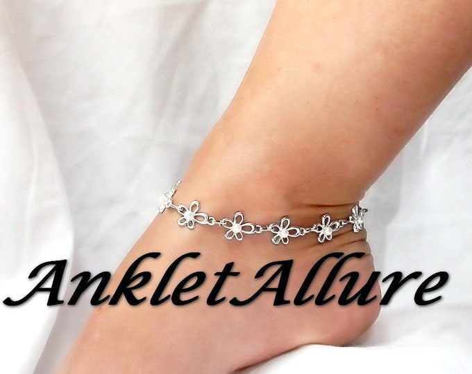 FLORAL Anklets for Women Gift for Her Flower CHAIN Anklets for Girls ...