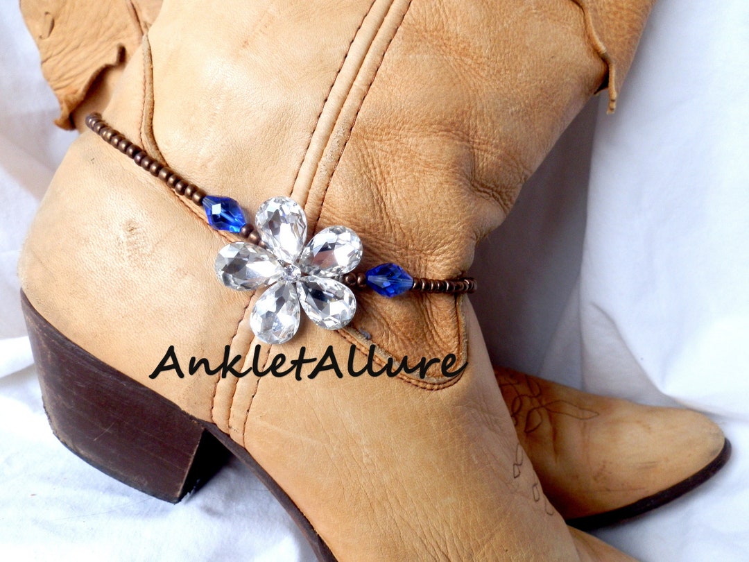 RHINESTONE Boot Chains for Women Flower Boot Charms Boot Bling ...