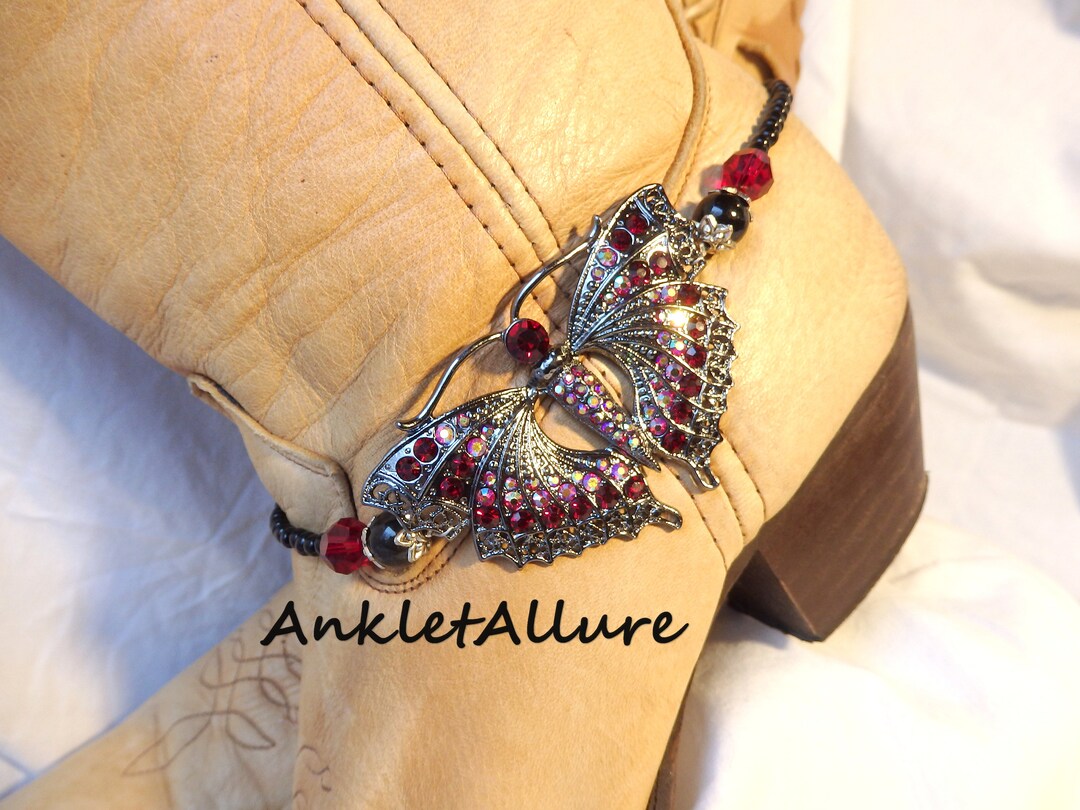 BUTTERFLY Bling RHINESTONE Boot Jewelry Western Boot Charms Boot Chains ...