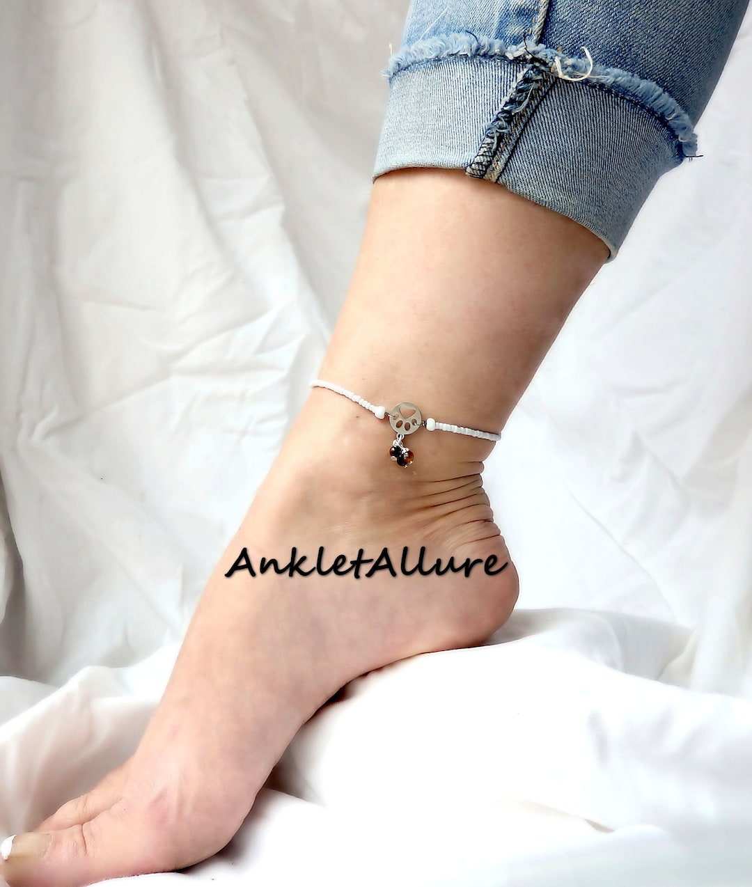 Animal Paw Anklet Gemstone Anklet DOG PAW Jewelry Stainless Steel Loss ...