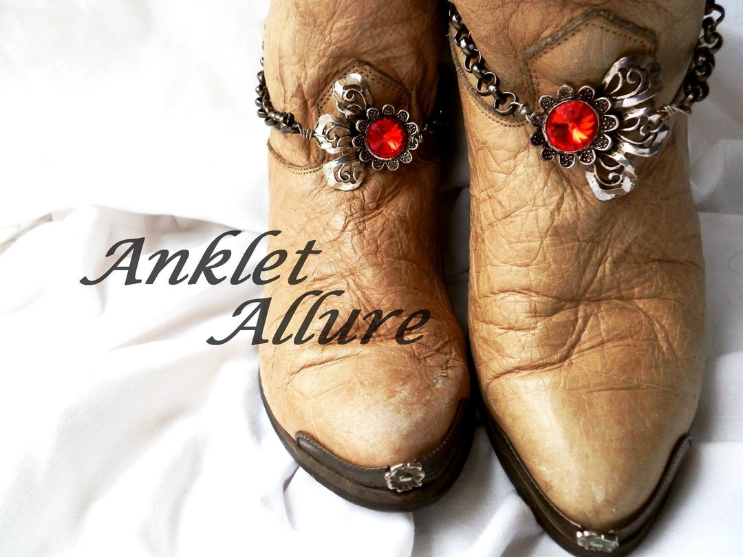 FLORAL Boot Chains FLOWER Boot Jewelry RED Rhinestone Boot Bling - Etsy