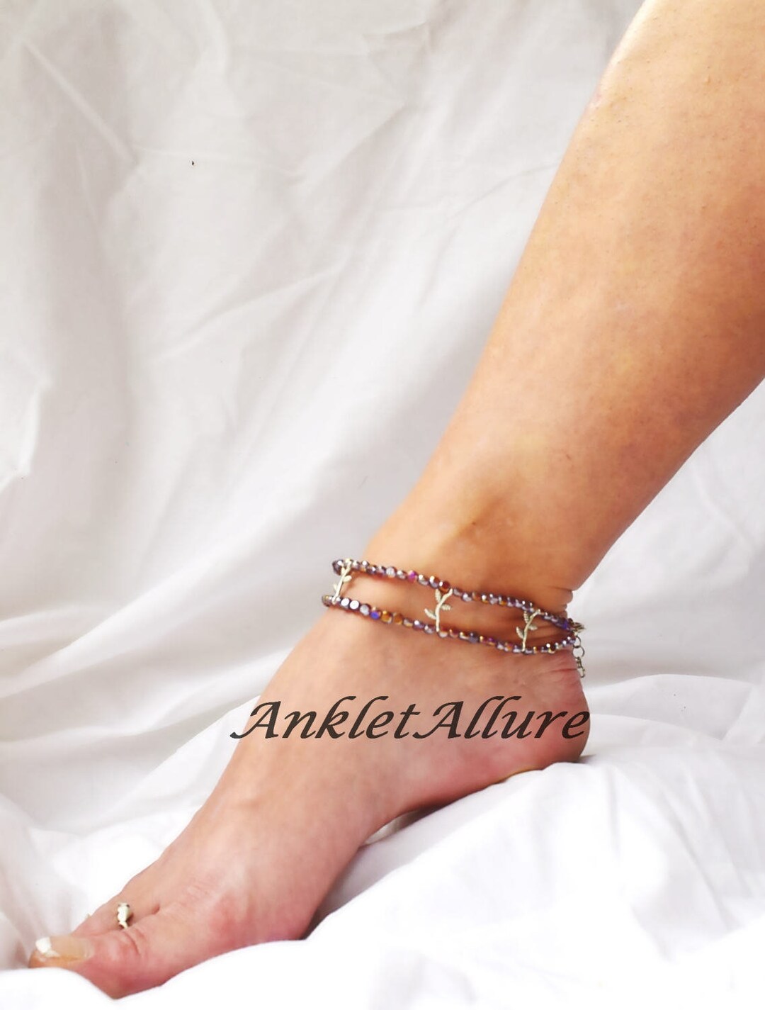 ELEGANT DOUBLE Anklet Crystal Anklet for Women Layered Anklet - Etsy