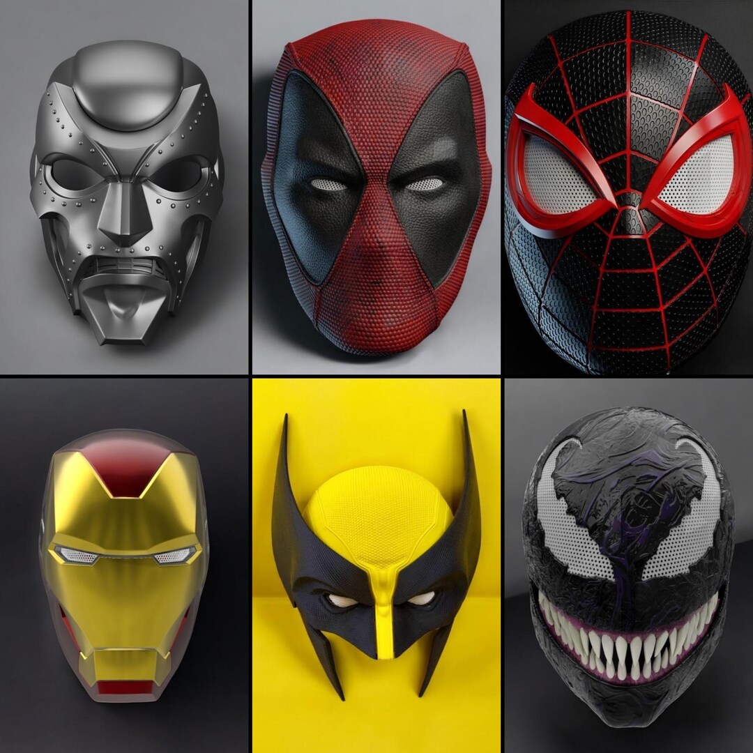 Superhero Mask STL Files: Spiderman, Deadpool, Wolverine (easy Print ...