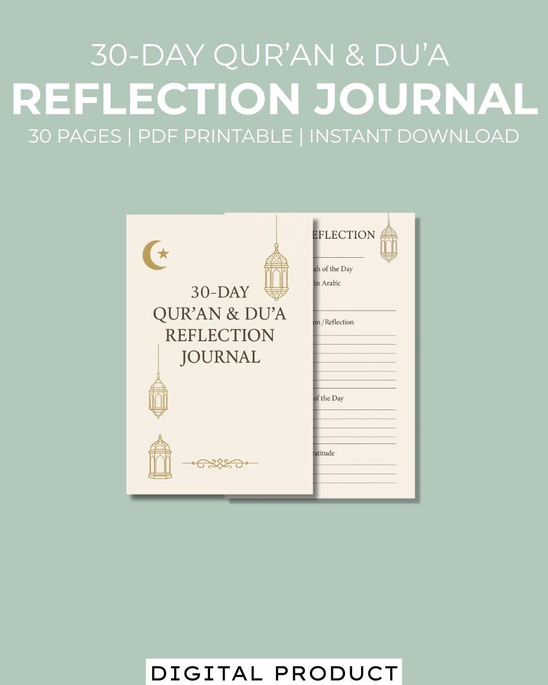 30-day Qur'an & Du'a Reflection Journal | Islamic Printable | Ramadan ...