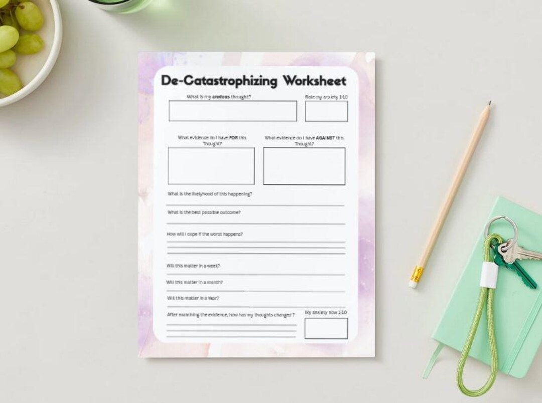 De-catastrophizing Worksheet –printable Anxiety/worry and Thought ...