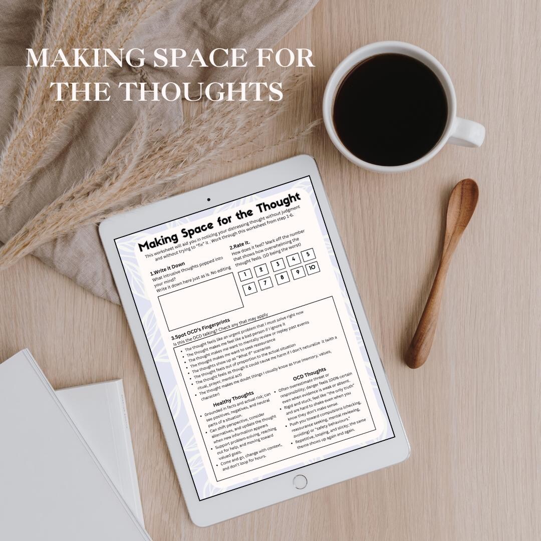 Making Space for Thoughts Worksheet: Fillable PDF OCD & Intrusive ...