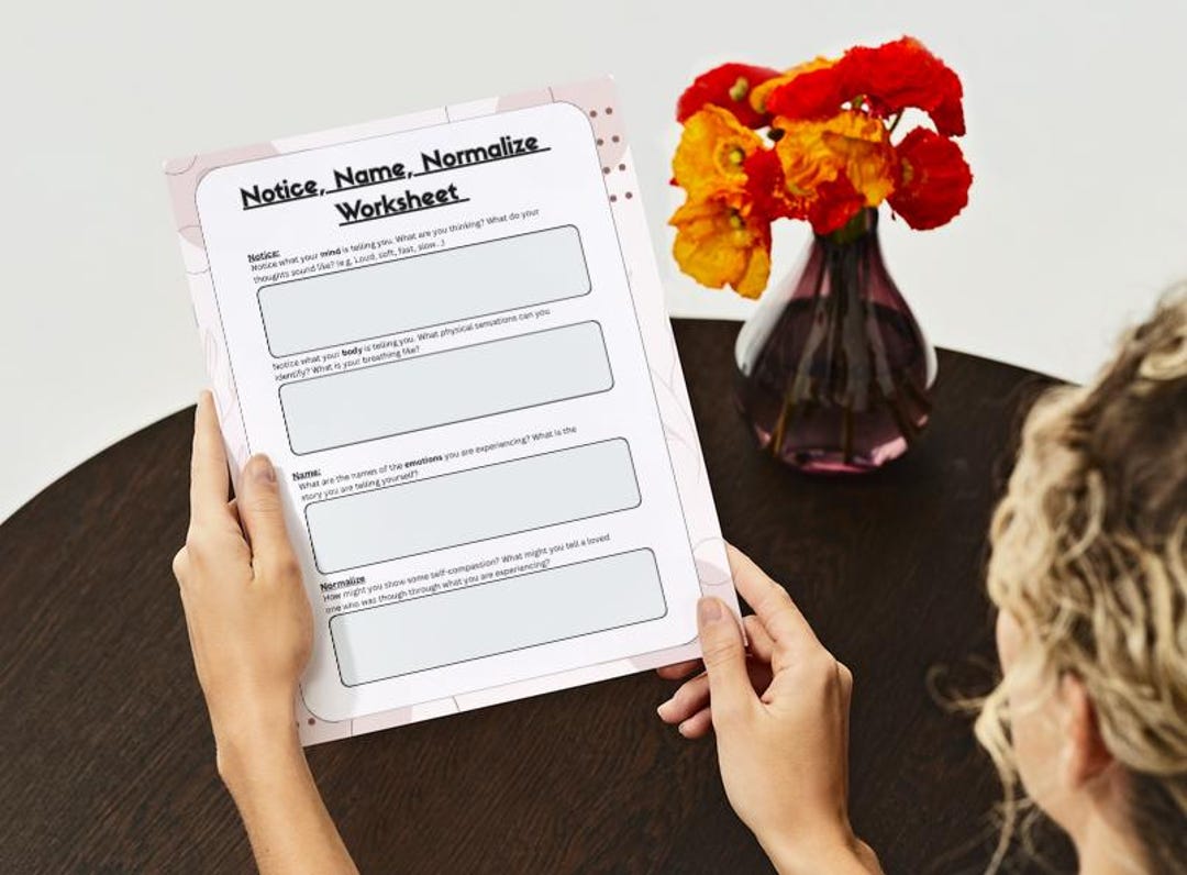 Notice, Name, Normalize Worksheet: Fillable PDF Emotional Awareness ...