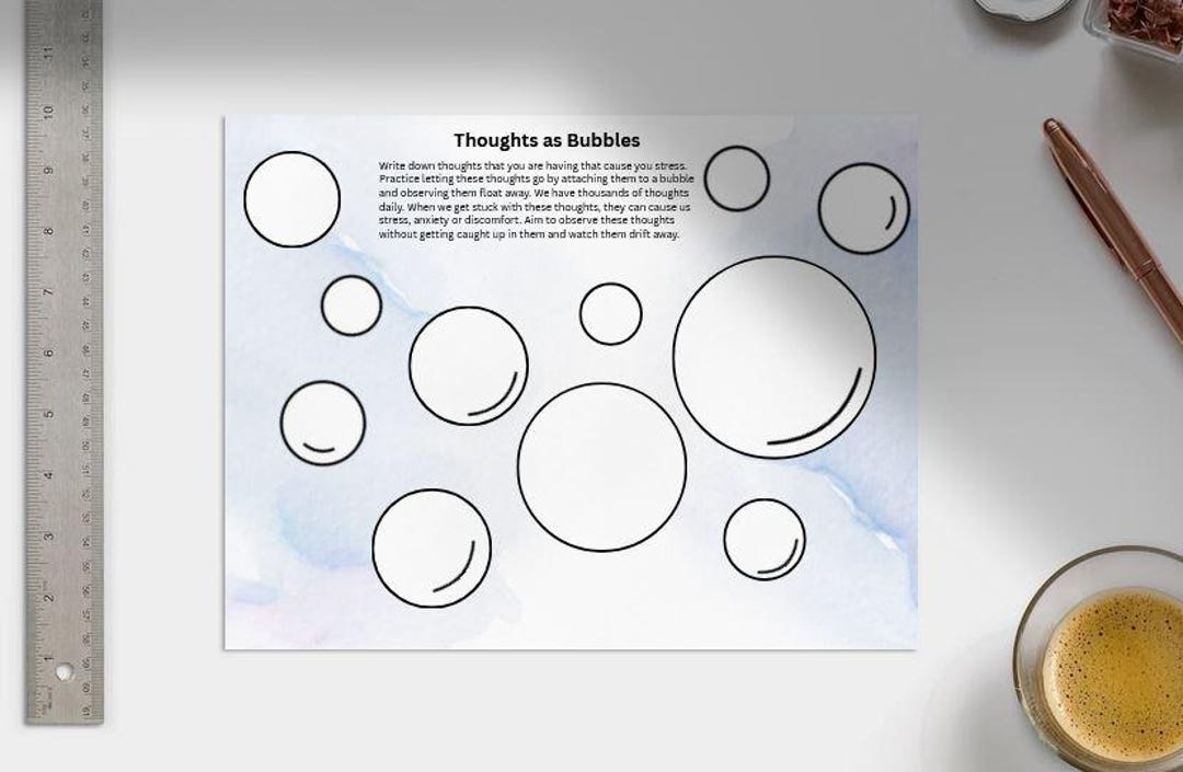 Thought Bubbles Worksheet: Mindfulness and ACT Therapy Tool ...
