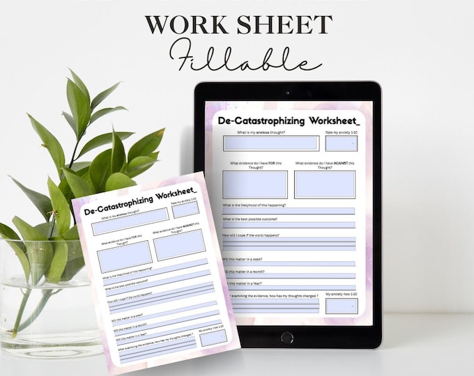 Anxiety Decatastrophizing Worksheet, Anxiety Worksheet, Counselor Tool ...
